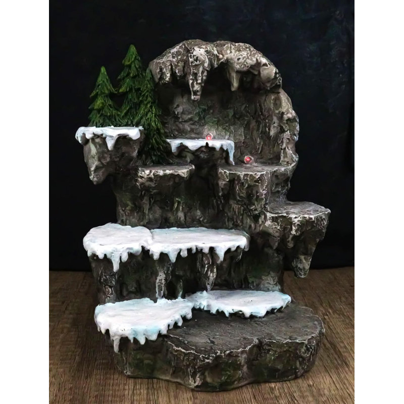 Millwood Pines Snow Capped Wolf Den Rocky Cave Lair With Pine Trees LED ...