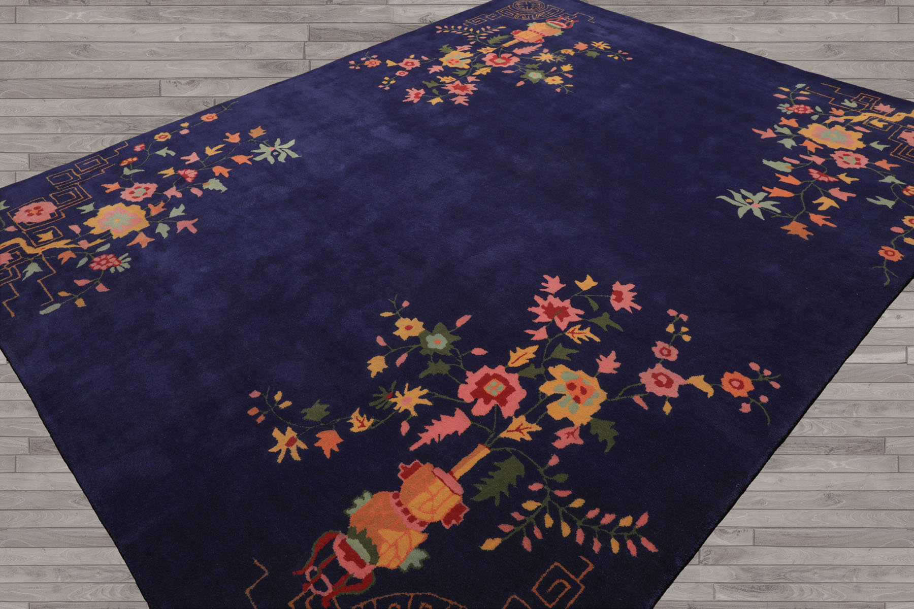 Red Barrel Studio® Multi Size Navy Hand Tufted Floral Chinese Art Deco ...