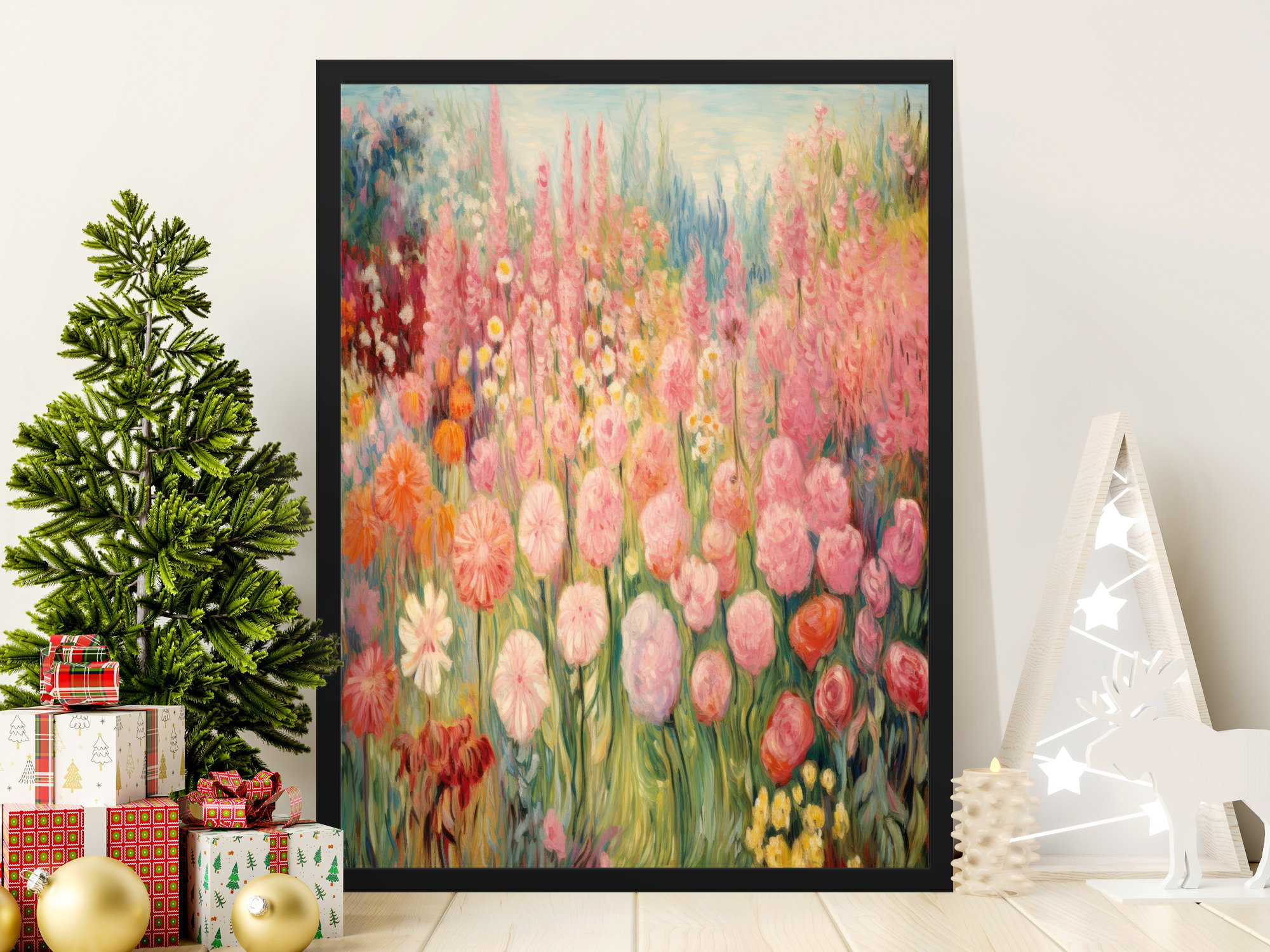 Brayden Studio Pink Flowers in Full Bloom Artistic Style Framed Poster ...