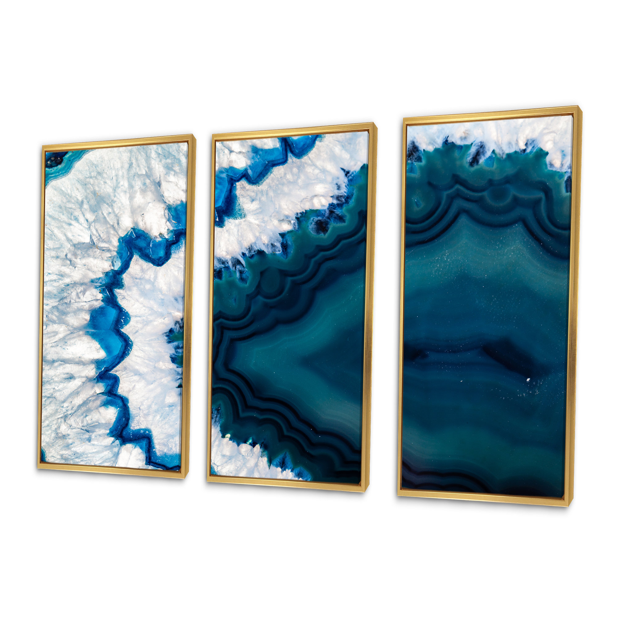 Wrought Studio Blue Brazilian Geode - Abstract Framed Canvas Wall Art ...