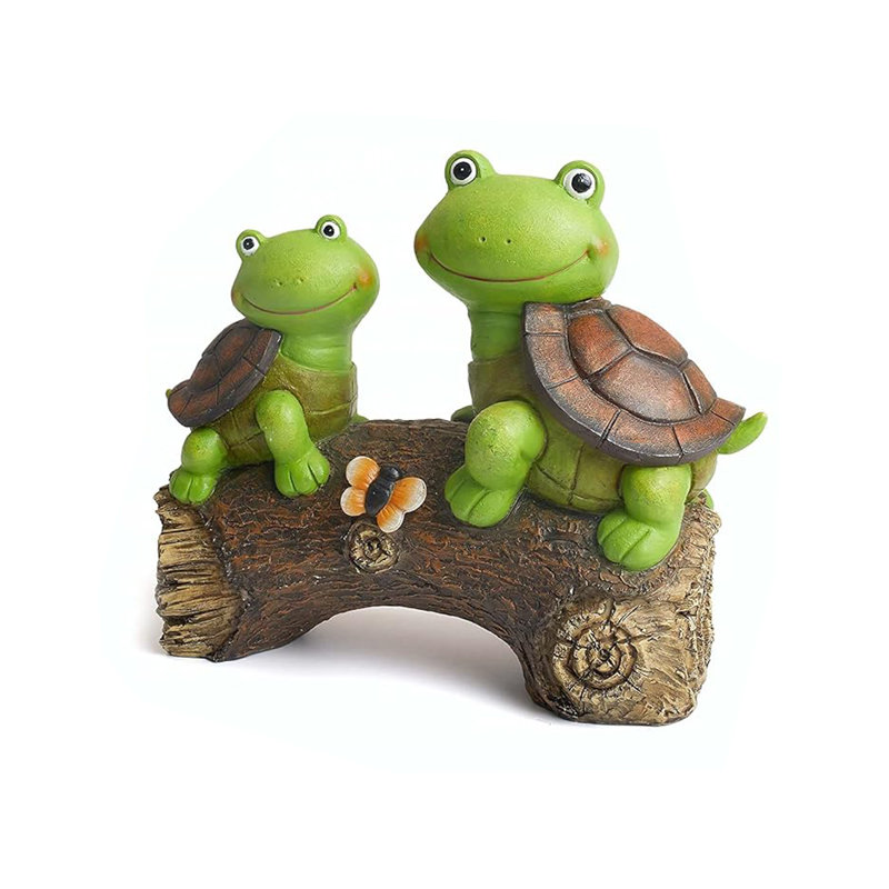 Trinx 10" Garden Statue Turtles Figurine-Cute Frog Face Turtles Resin ...