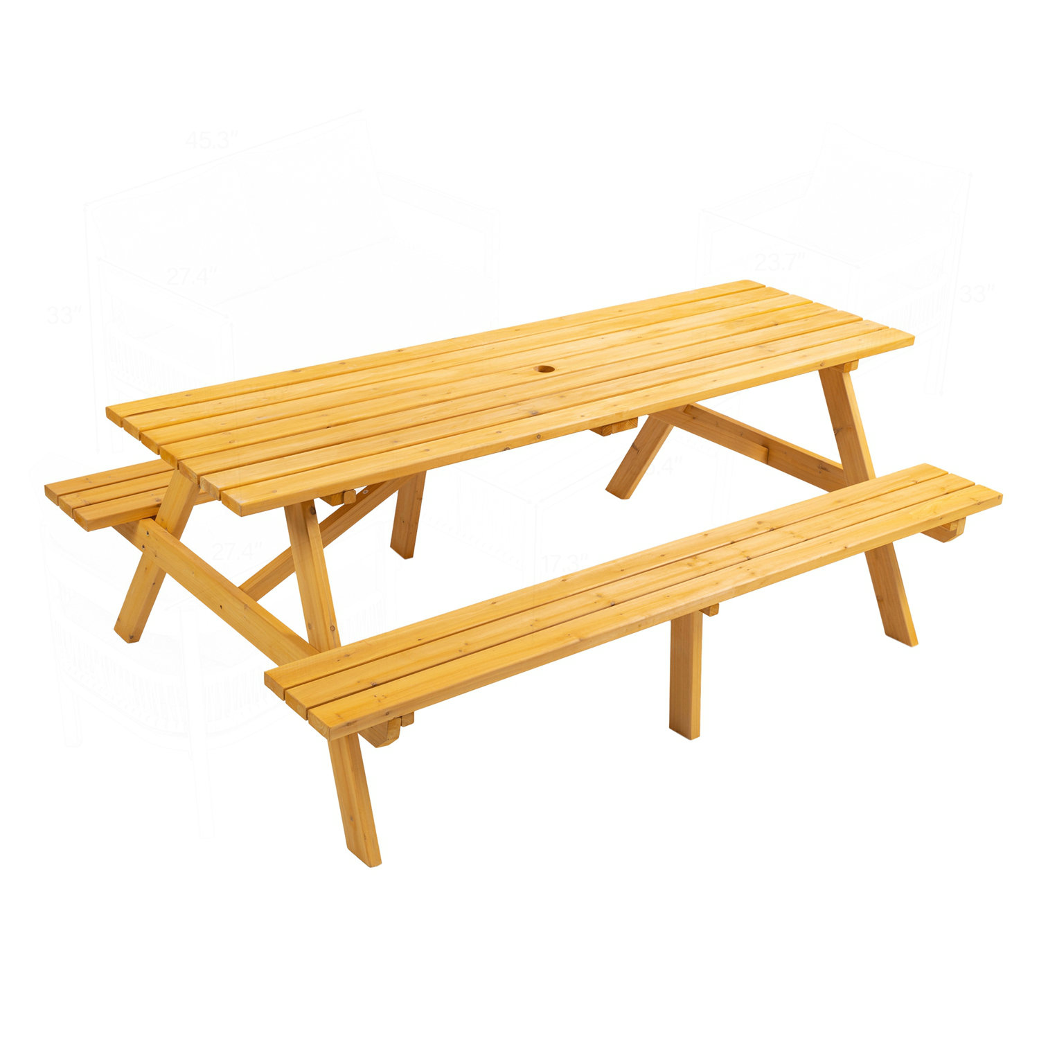 Arlmont & Co. Outdoor Wooden Picnic Table with Integrated Benches for ...