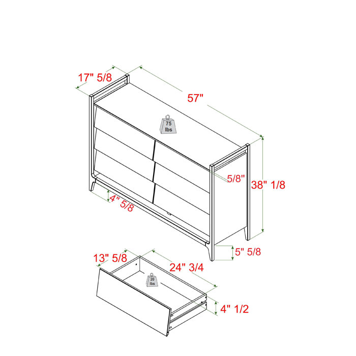 Wade Logan® Aundrea 6 - Drawer Dresser & Reviews | Wayfair