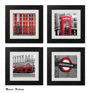 Latitude Run® 'Red London' 4 Piece Framed Photographic Print Set ...