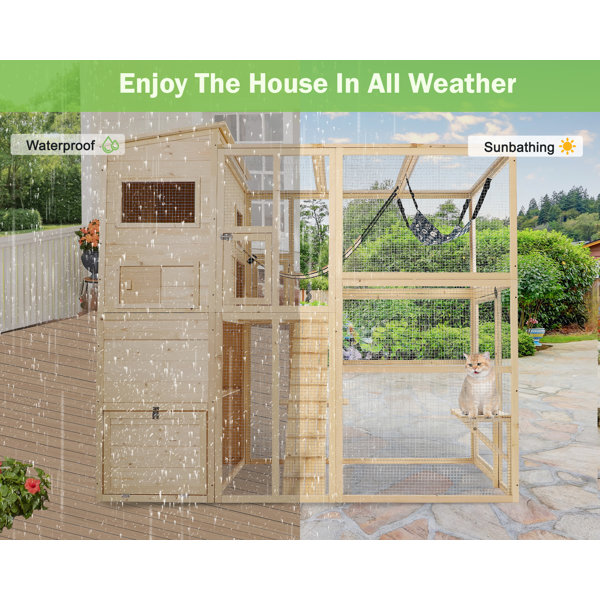 Tucker Murphy Pet™ Large Catio Outdoor Cat Enclosure, Wooden Cat Cage ...