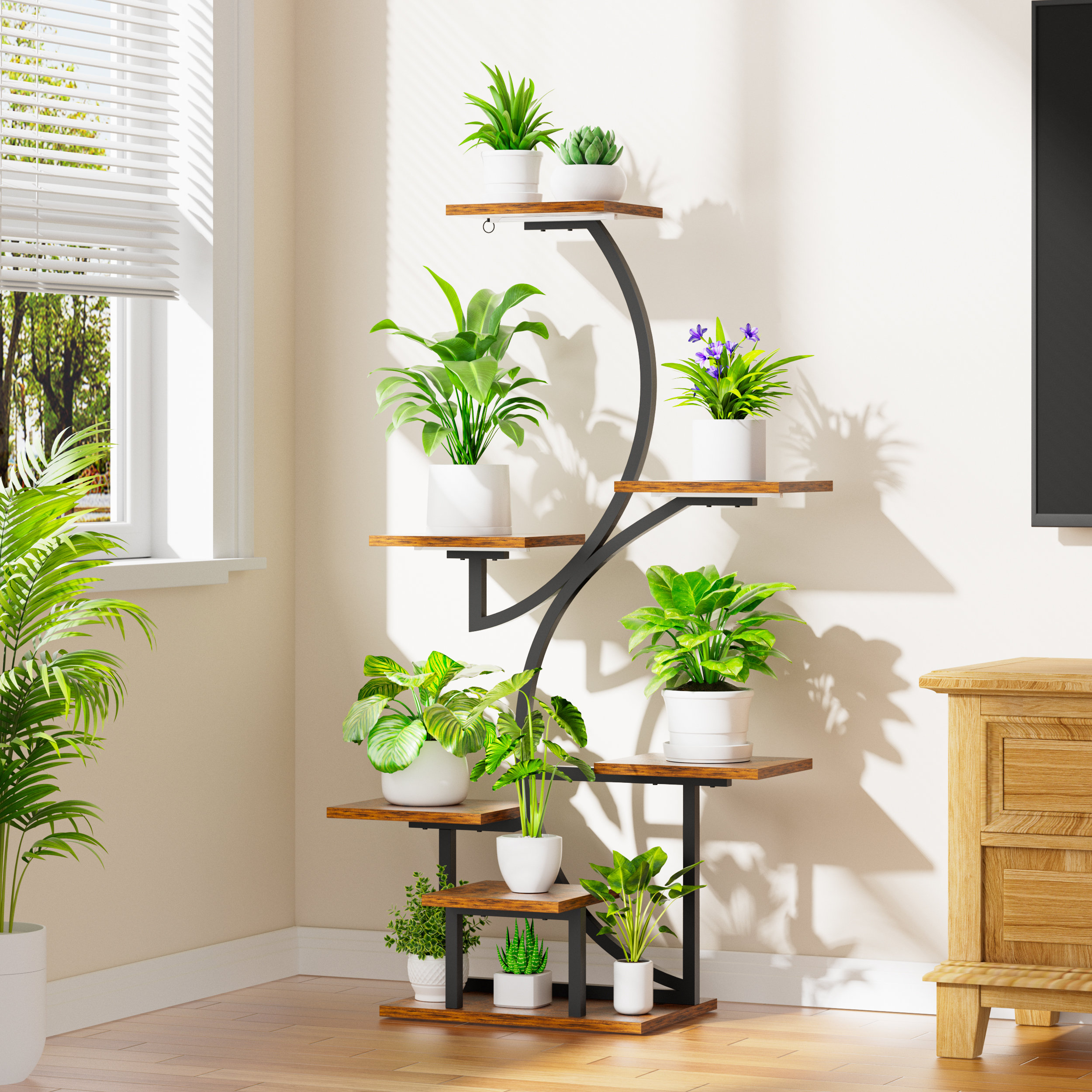 Trent Austin Design 7 Tiered Plant Stand Indoor with Grow Lights, 44 ...