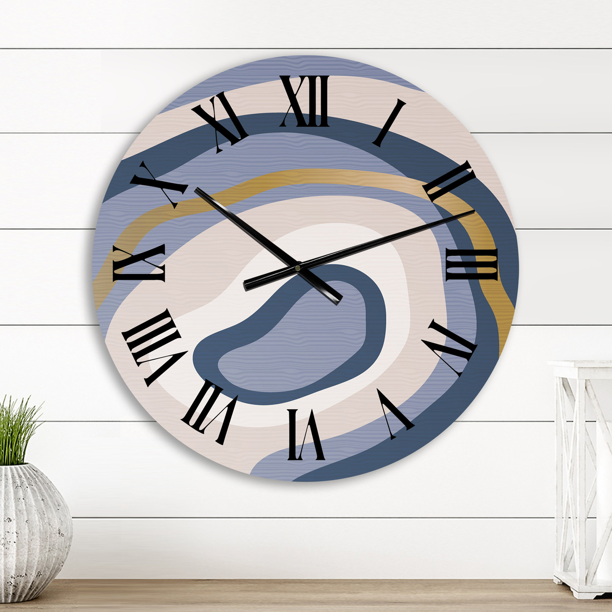 East Urban Home Minimal Cityscape In Retro Blue Tones I - Mid-Century ...