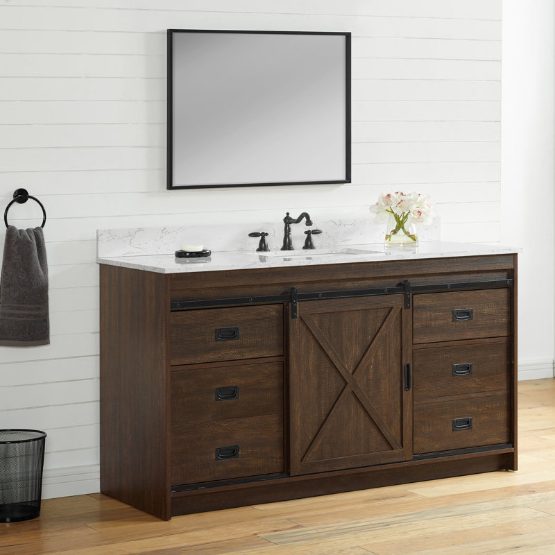 Sand & Stable Jillian 60'' Single Bathroom Vanity with Engineered Stone ...