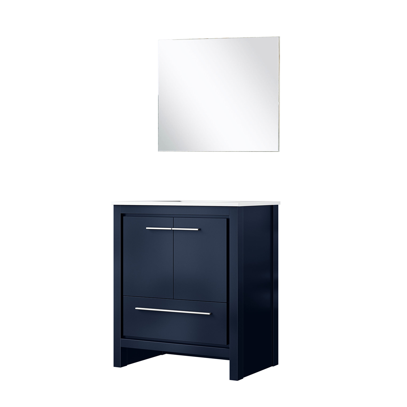Latitude Run® 30 In. W X 20 D Navy Blue Bathroom Vanity With White ...