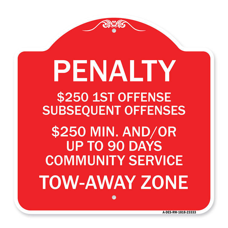 Signmission Designer Series Sign - Penalty $250 1St Offence Subsequent ...