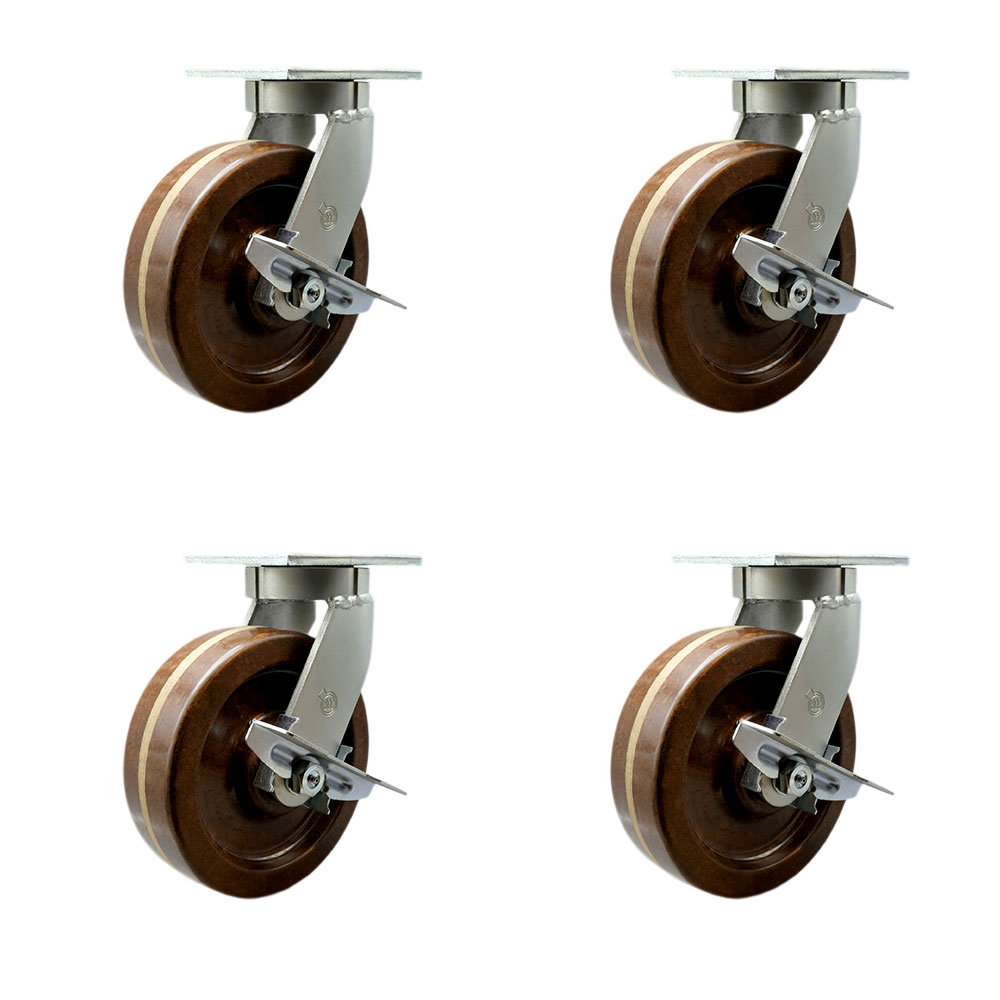 Service Caster 4 Piece Heavy Duty High Temp Phenolic Caster Set | Wayfair