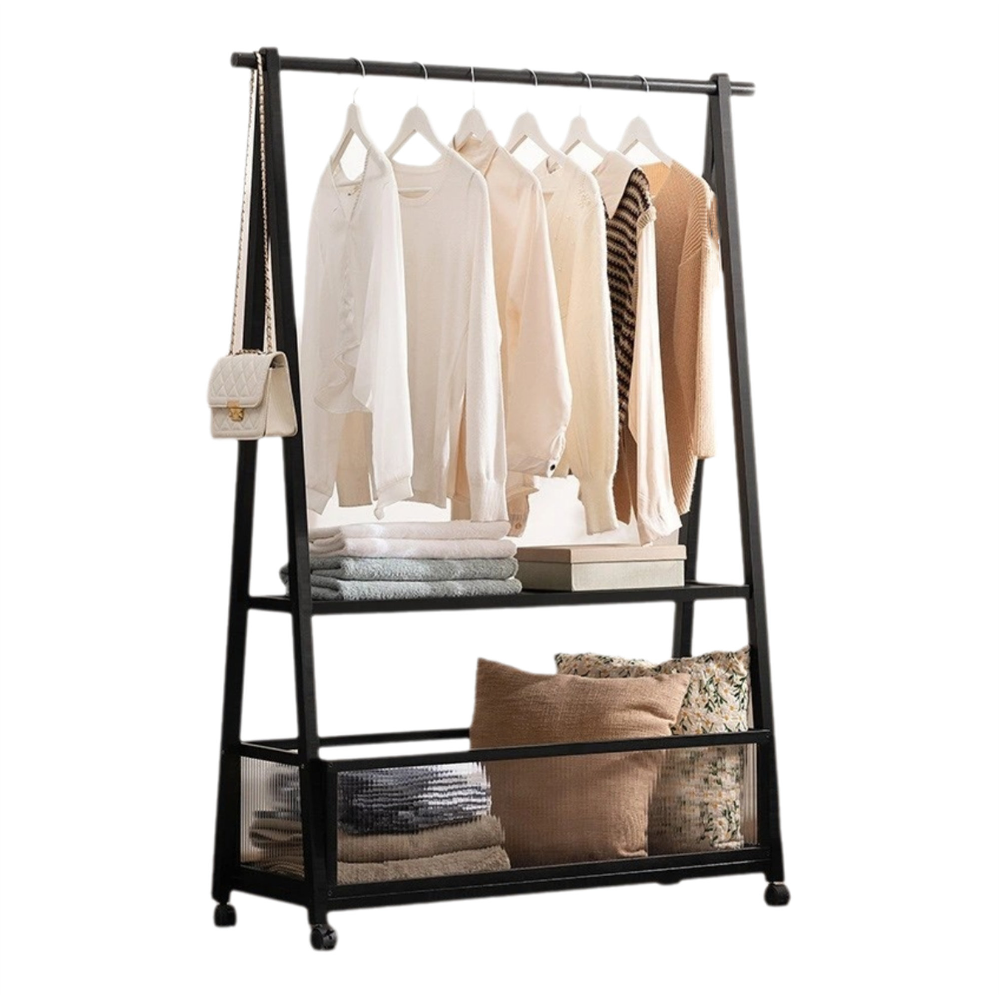 Latitude Run® Clothes Rack Vertical Simple Shelf Hanging Clothes Racks ...