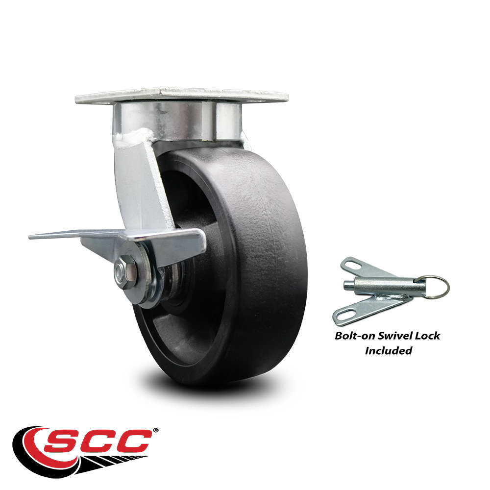 Service Caster Kingpinle Gla Filled Caster with Brake and Swivel Lock ...