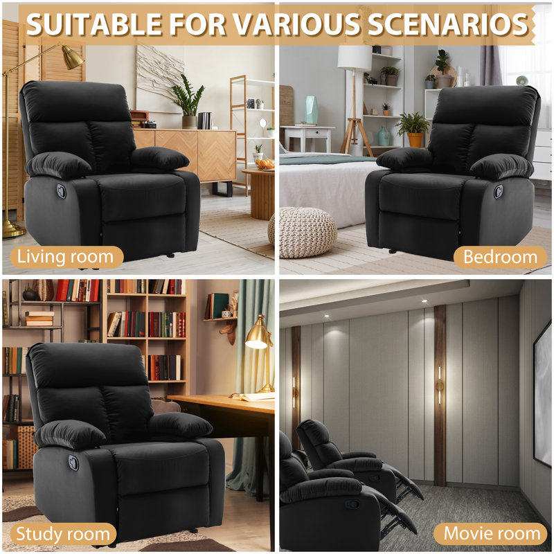 Ebern Designs Basic Recliner Chair Anti-scratch Leather with Footrest ...