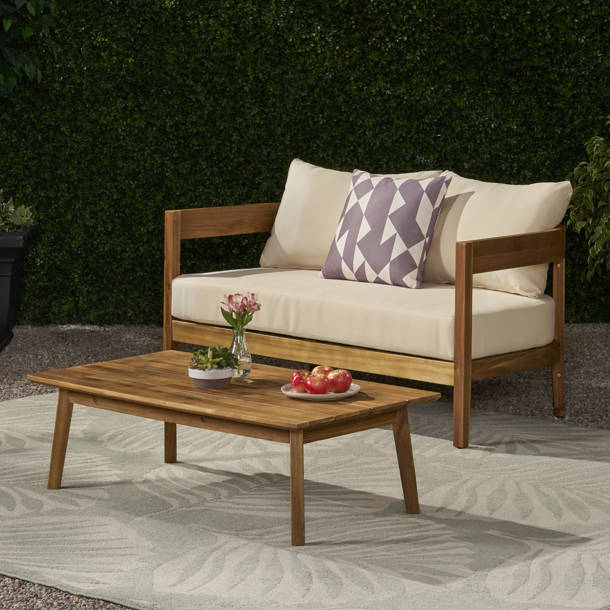 George Oliver Eller 48.75'' Acacia Outdoor Loveseat & Reviews | Wayfair