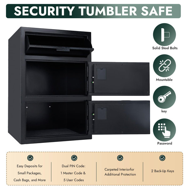 Kaer 9.5Cuft Large Safe,Drop Safe Fireproof, Depository Safe With Drop ...
