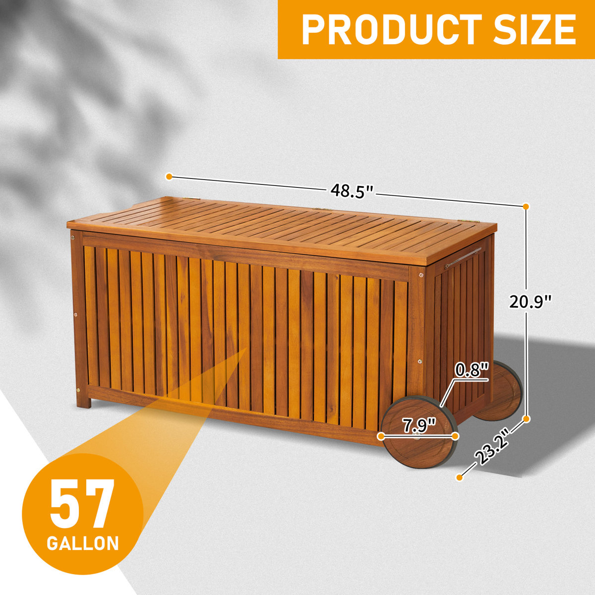Winado 57 Gallon Acacia Wooden Patio Storage Deck Box with Water ...