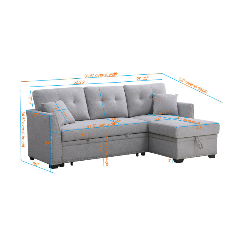 Latitude Run® Lucenia 81.5" Square Arm Sofa Bed & Reviews | Wayfair