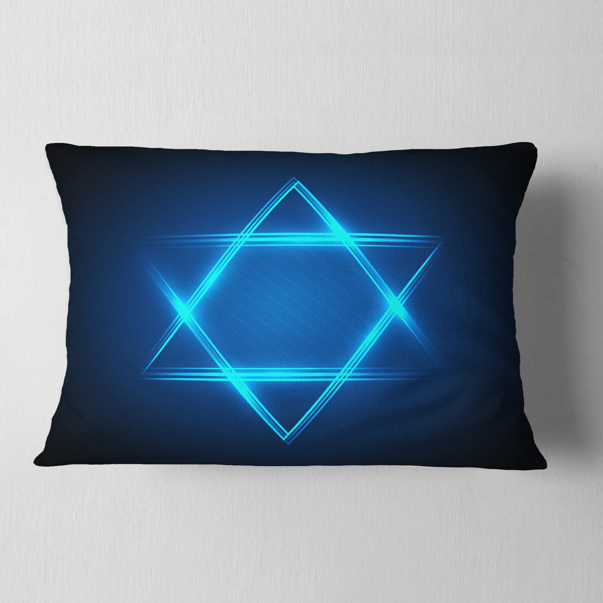 Design Art Neon Star of David - Abstract Printed Pillow | Wayfair