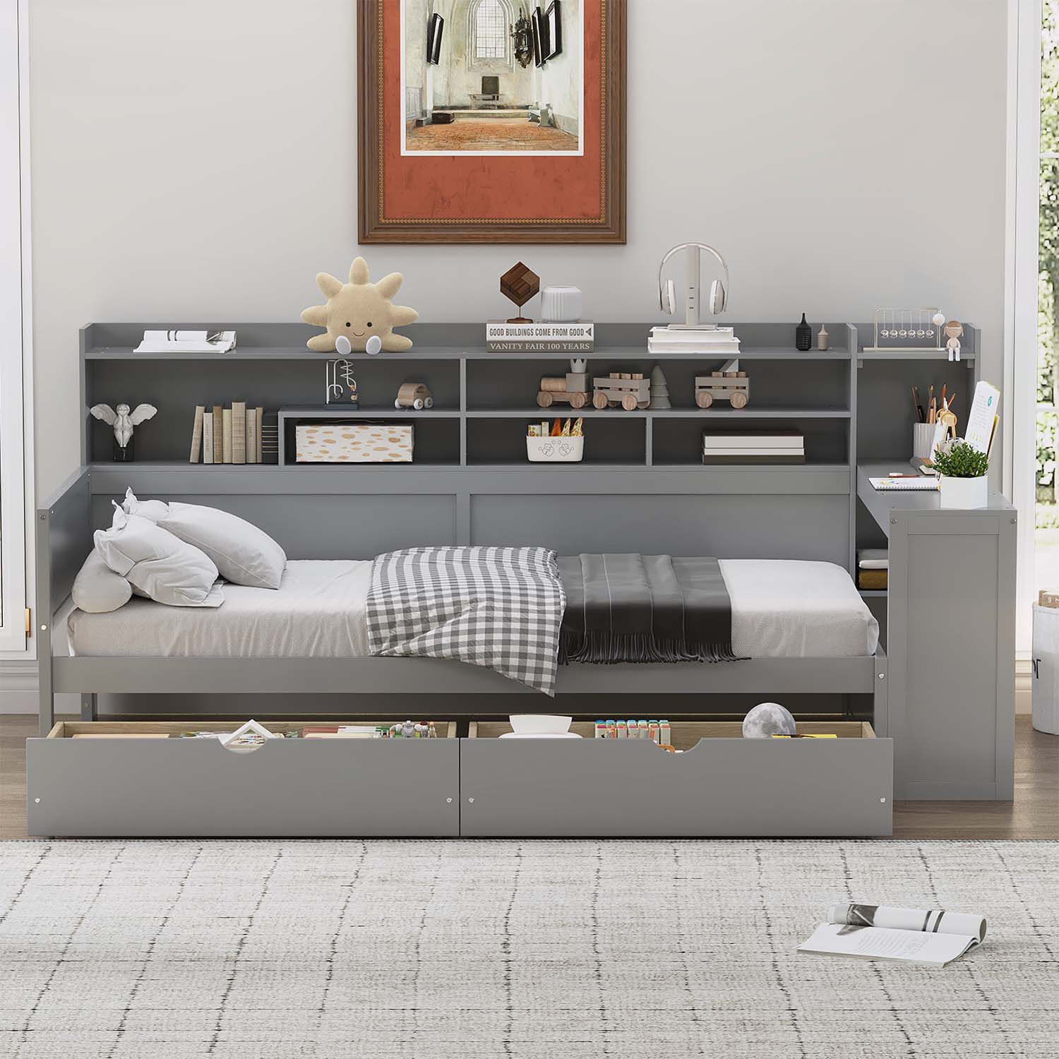 Lark Manor™ Multifunctional Daybed with Storage and Study Desk for ...
