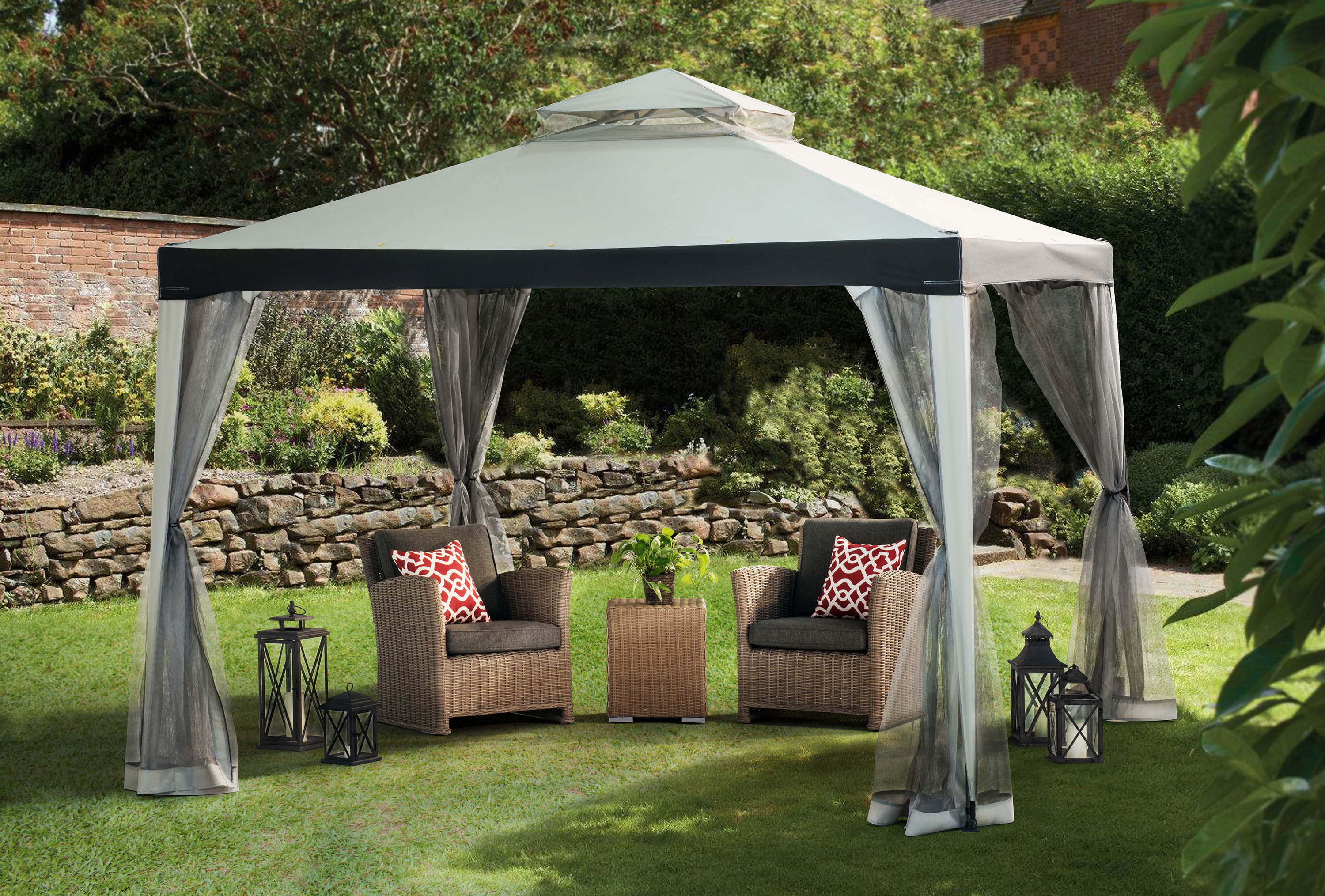 Sunjoy 10 x 10 ft. Soft Top Gazebo, Outdoor Patio Backyard Modern Grey ...