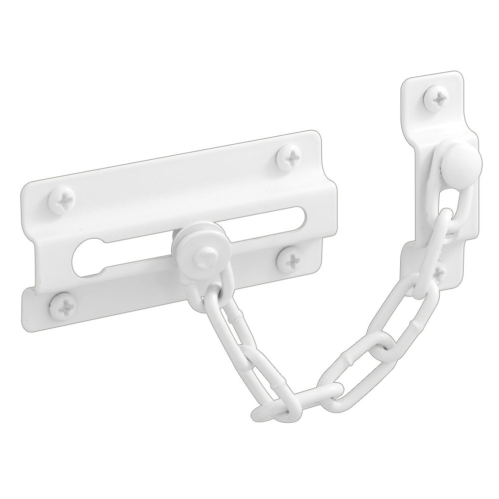 Prime-Line Chain Door Guard, Stamped Steel W/Steel Chain, White Painted ...