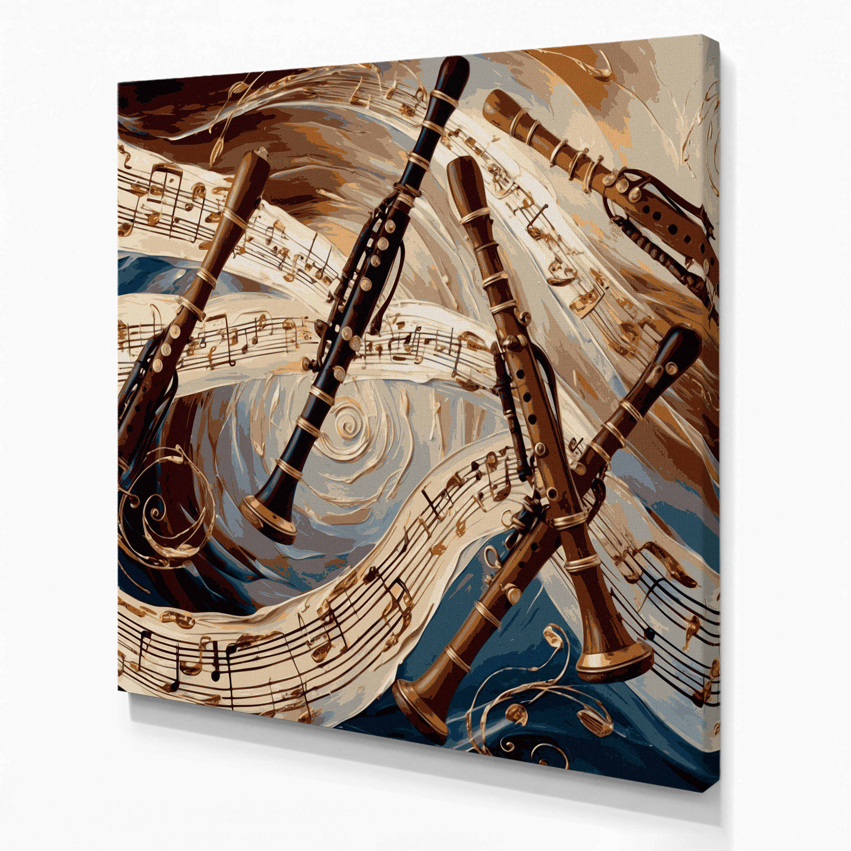 Ivy Bronx Music Recorder Beige Canvas Wall Art | Wayfair