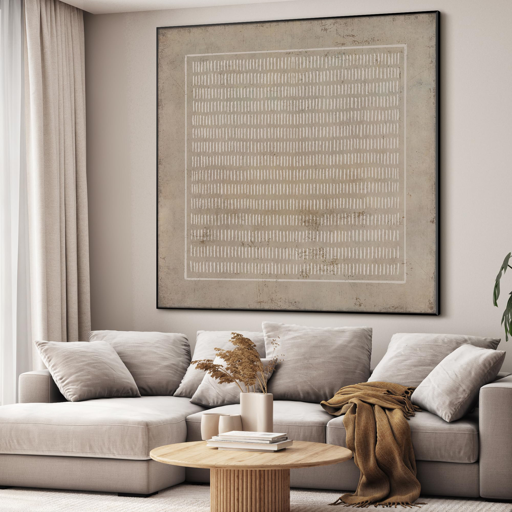 SIGNLEADER Abstract Rustic Geometric Line Patter Illustrations Extra Large Framed Wall Art Print ...