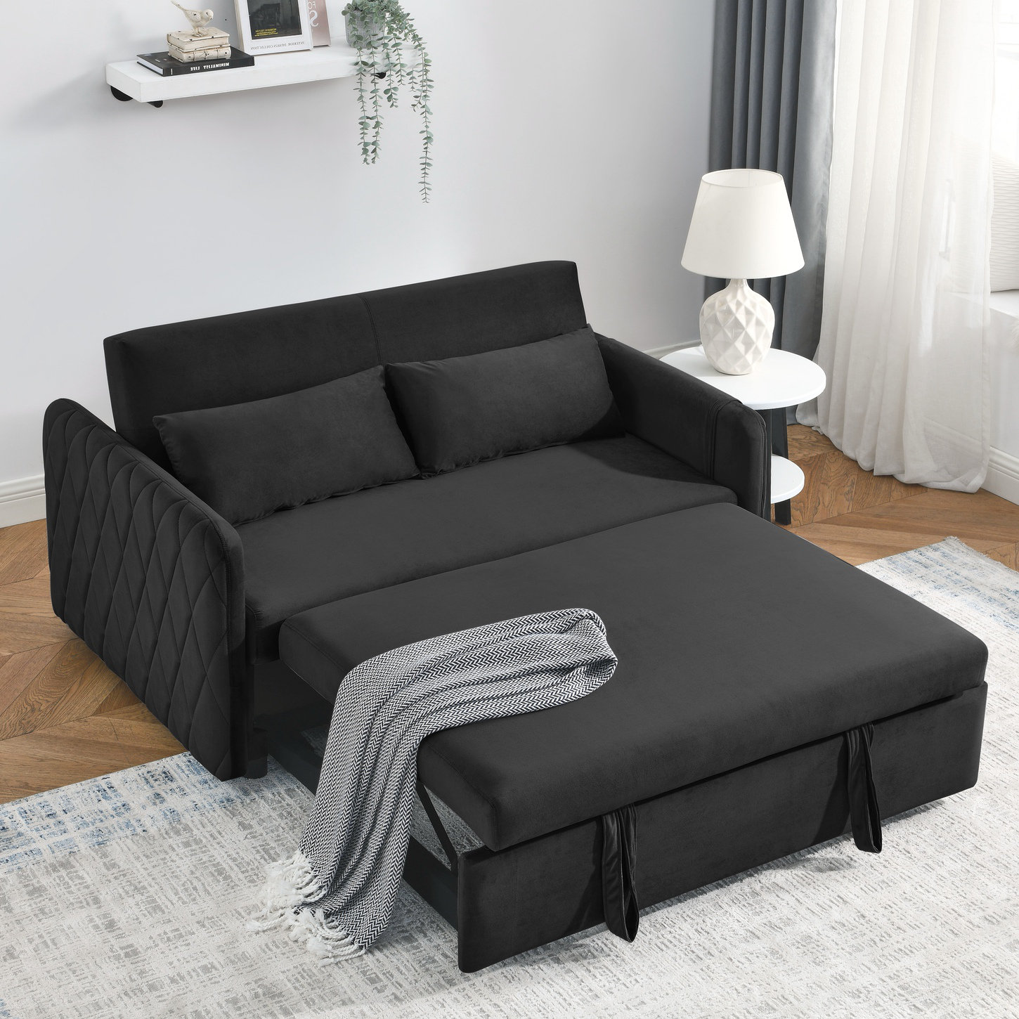Lipoton Loveseat Sofa With Pull Out Bed, Modern Convertible Sofa Bed ...