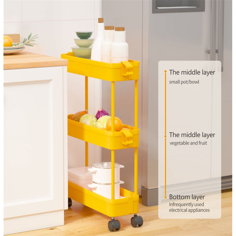 Draper 3-Tier Slim Storage Trolley With Rolling Wheels, Standing Shelf ...