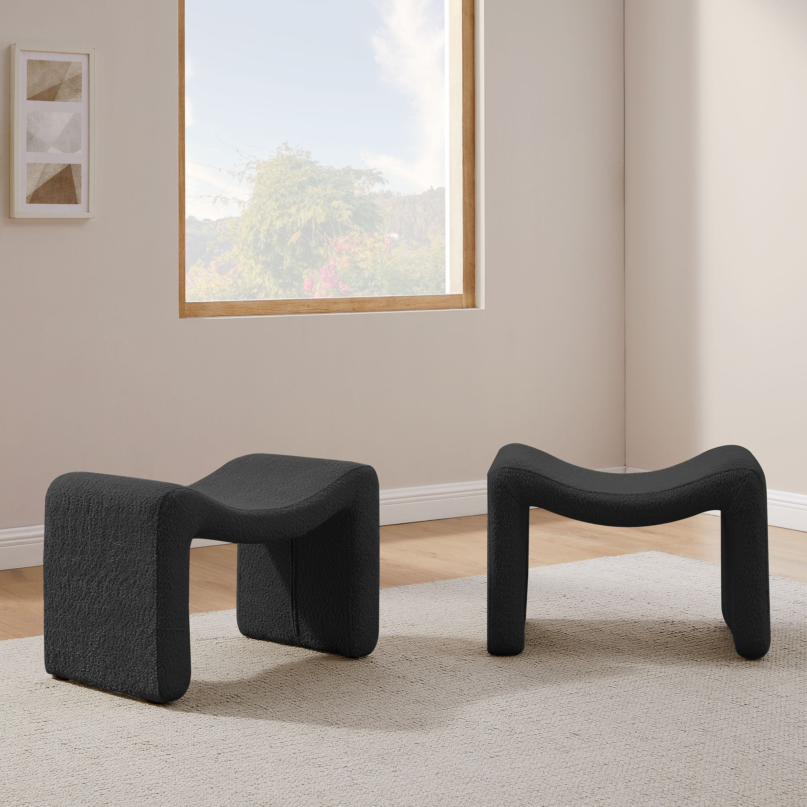 Wrought Studio Hardev 24.8" Wide M-Shaped Footstool Ottoman (Set of two ...