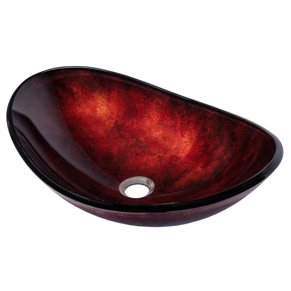 Eden Bath Canoe Reflections Glass Oval Vessel Bathroom Sink | Wayfair