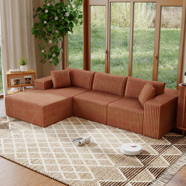 Latitude Run® 110" Cloudy Corduroy Frameless Modular Sectional Sofa ...