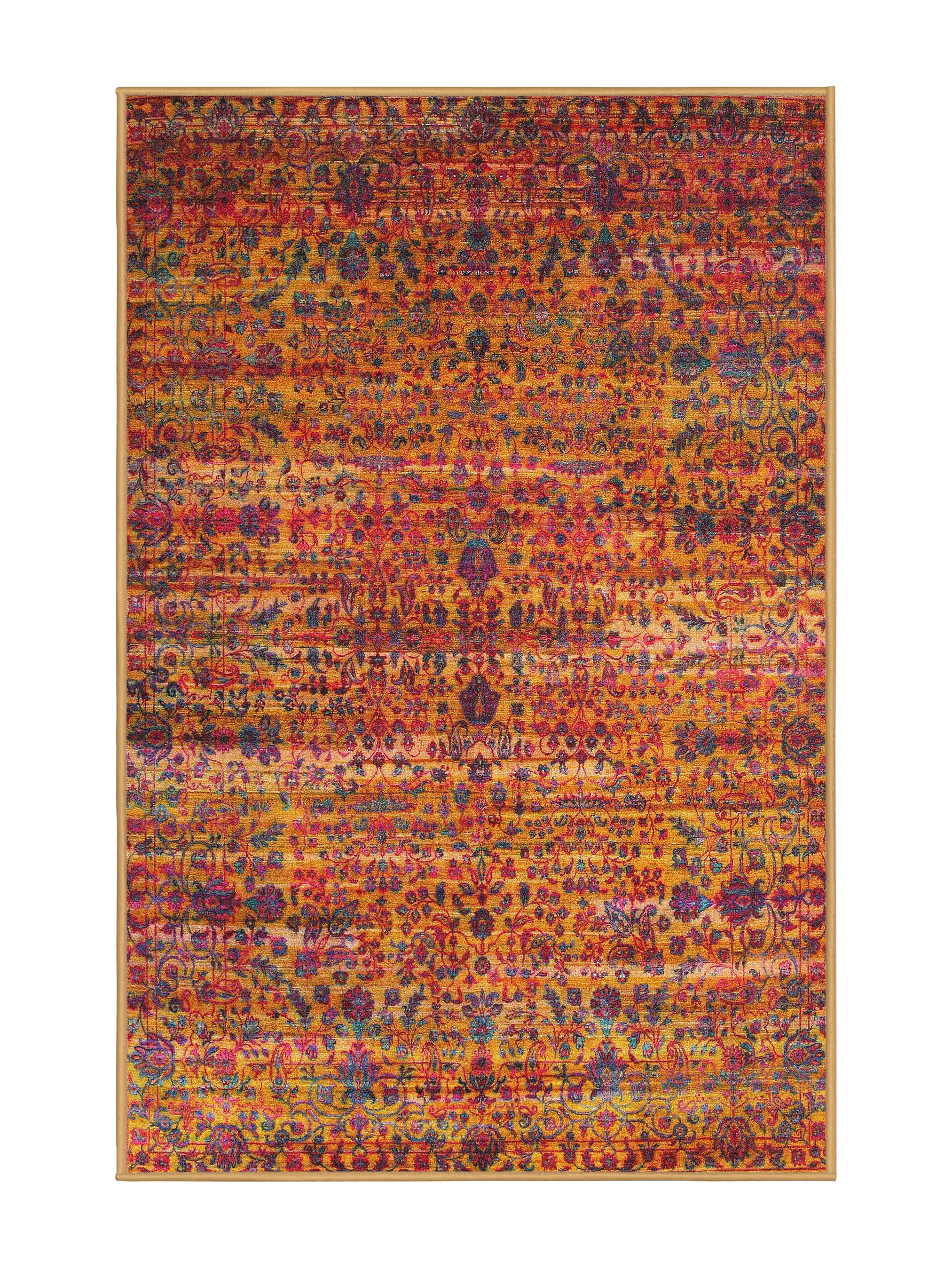 Bungalow Rose Ilirjana Traditional Purple/Yellow/Red Area Rug - Wayfair ...