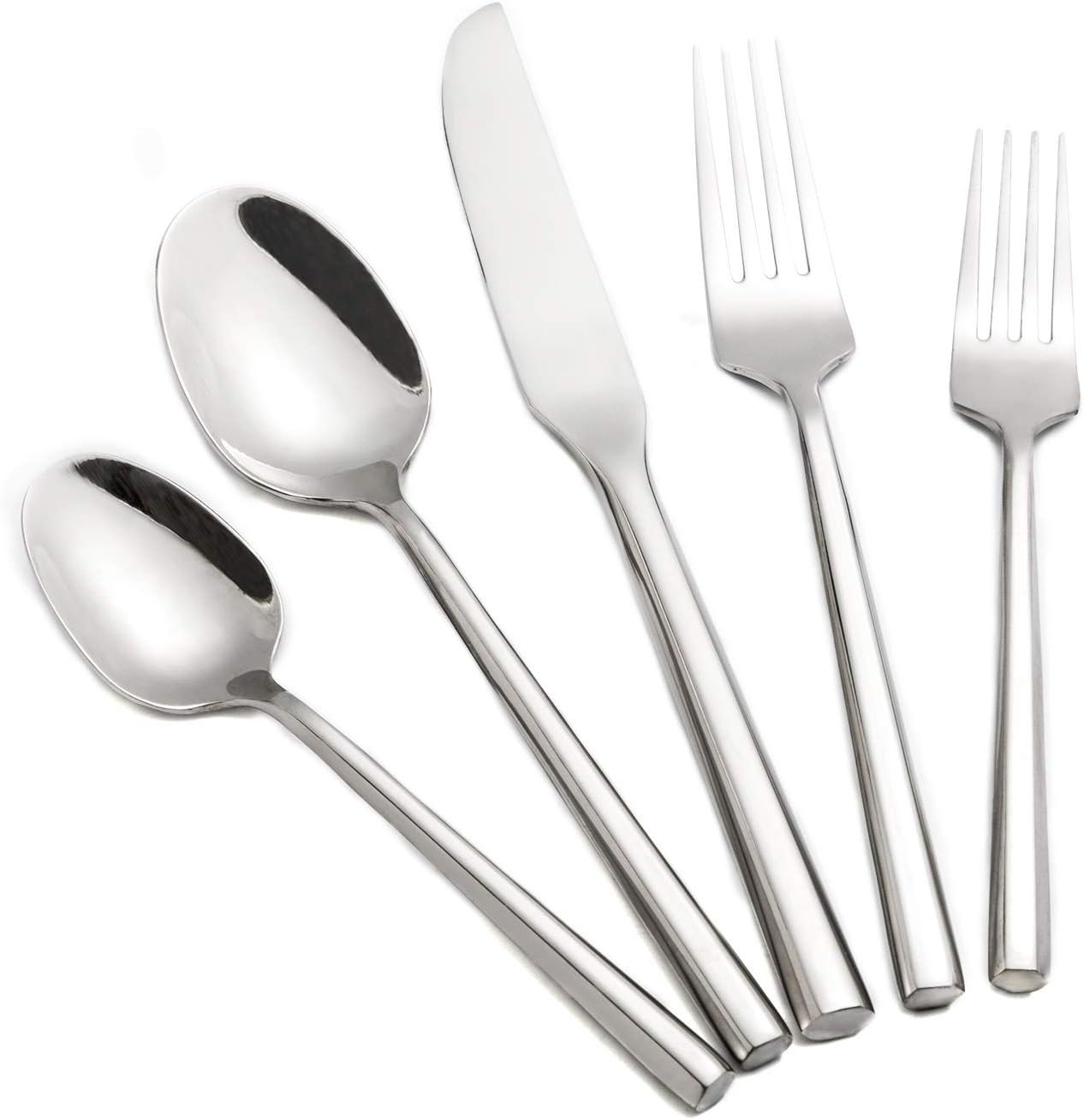 Hokku Designs 40-Piece Stainless Steel Flatware Set With Hexagonal ...