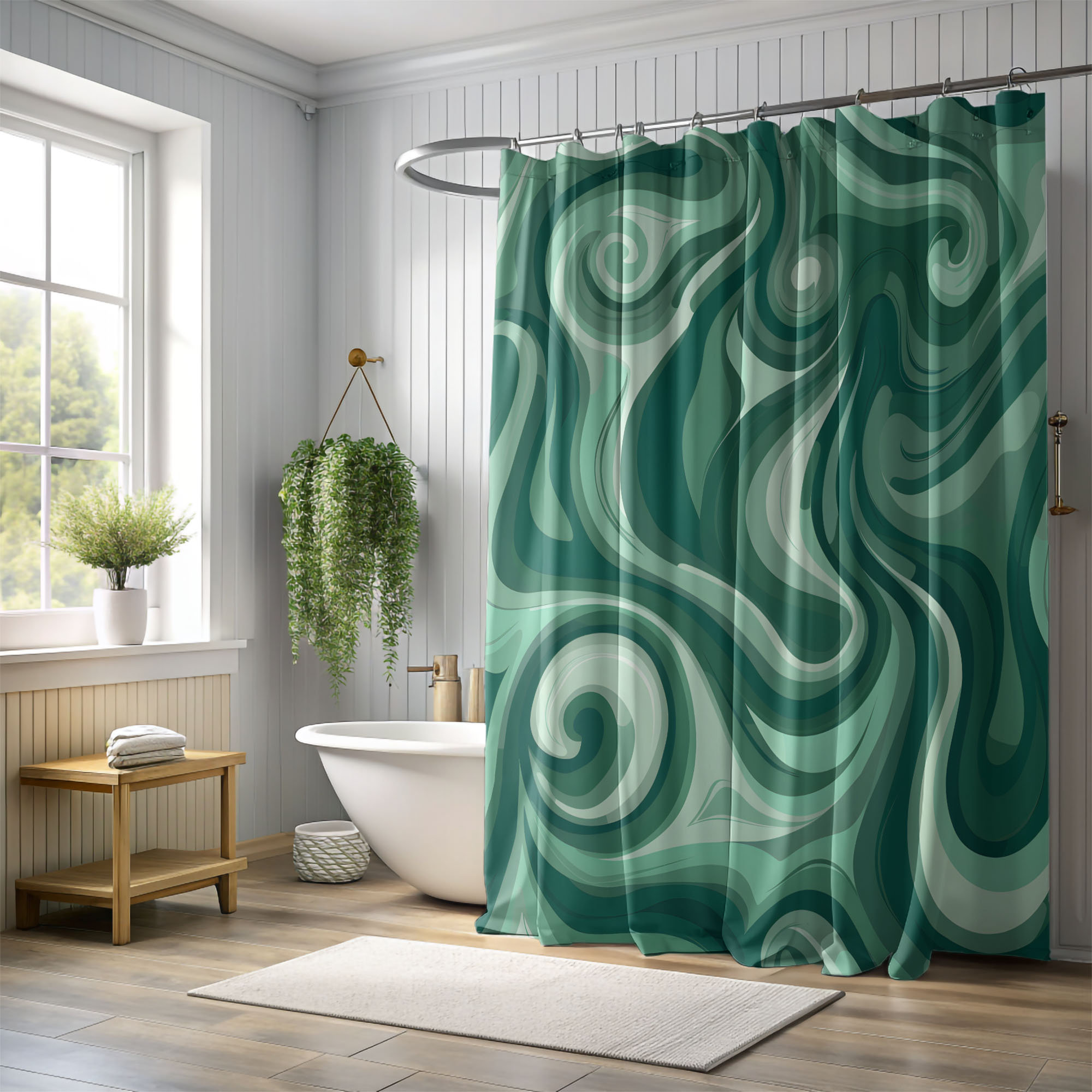 Ivy Bronx Twisted Emerald - Premium Shower Curtain | Wayfair