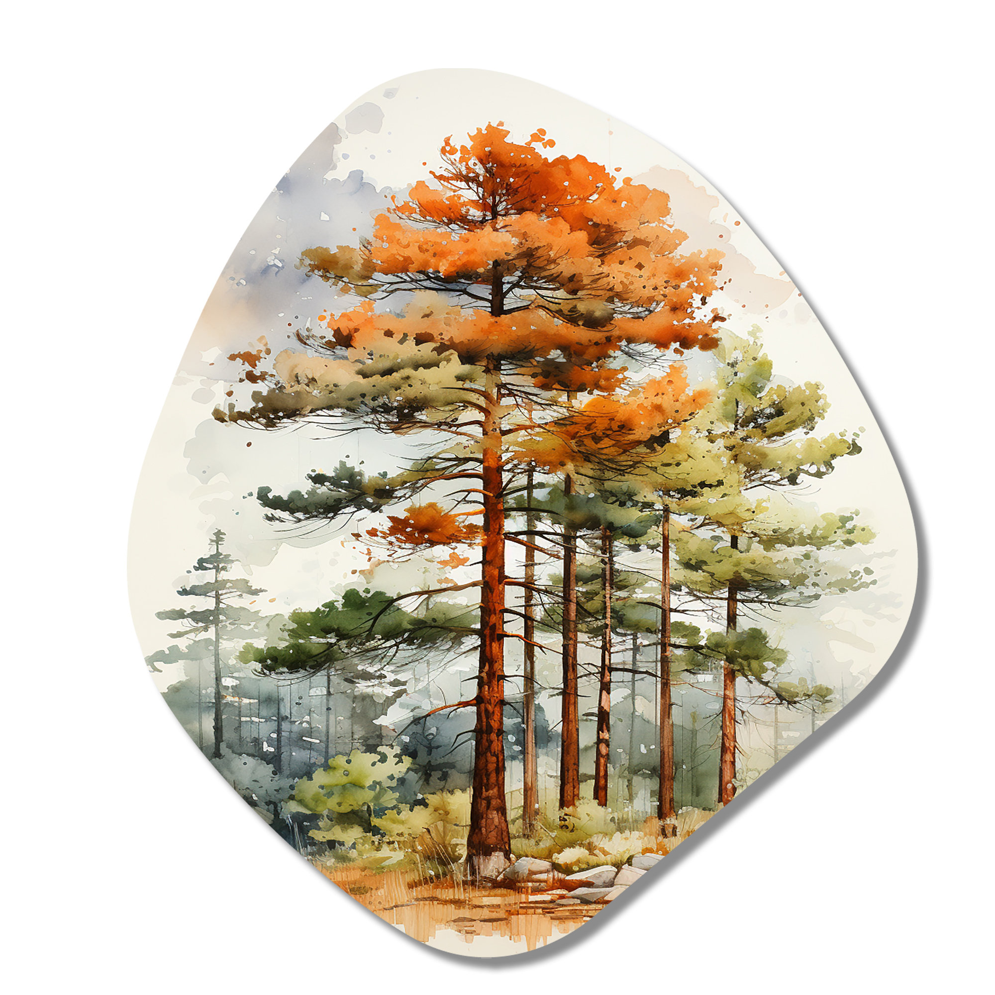 Design Art Pine Tree Majestic Ponderosa II - Tree Pine Nebula Shape ...