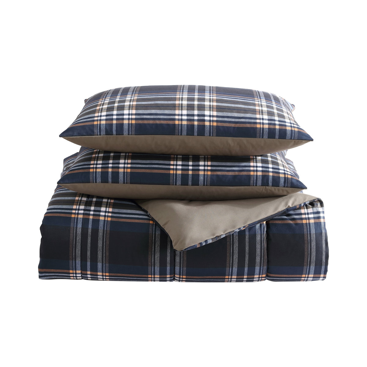 Wrangler City Flats Plaid Down Alt Reversible Blue Comforter Set ...