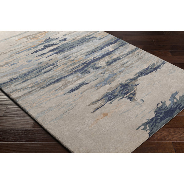 17 Stories Bartel Abstract Hand-Tufted Navy/Beige Area Rug & Reviews ...