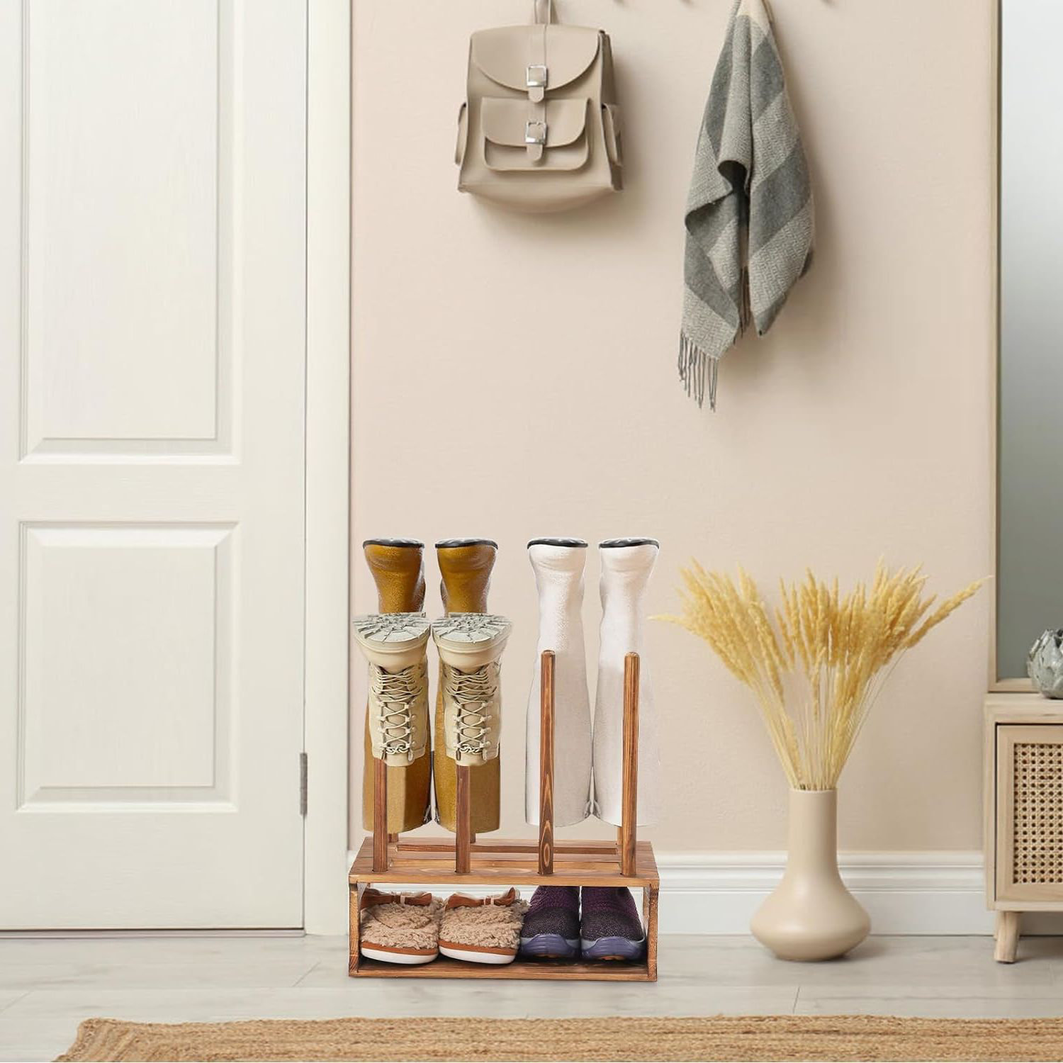 Millwood Pines 4 Pair Solid Wood Boot Storage - Wayfair Canada