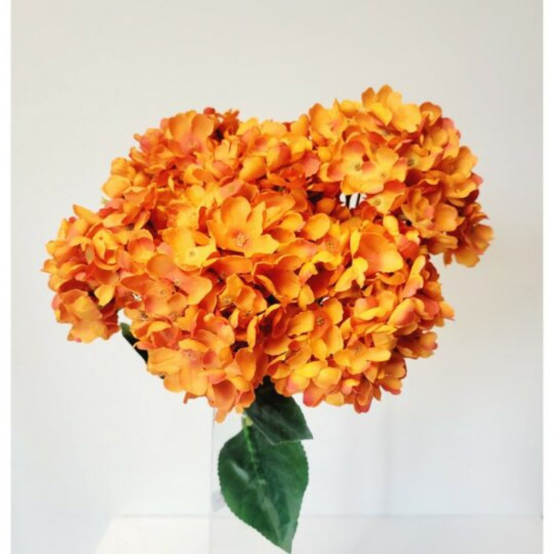Primrue Two Tone Orange Hydrangea Bush Artificial Flowers | Wayfair