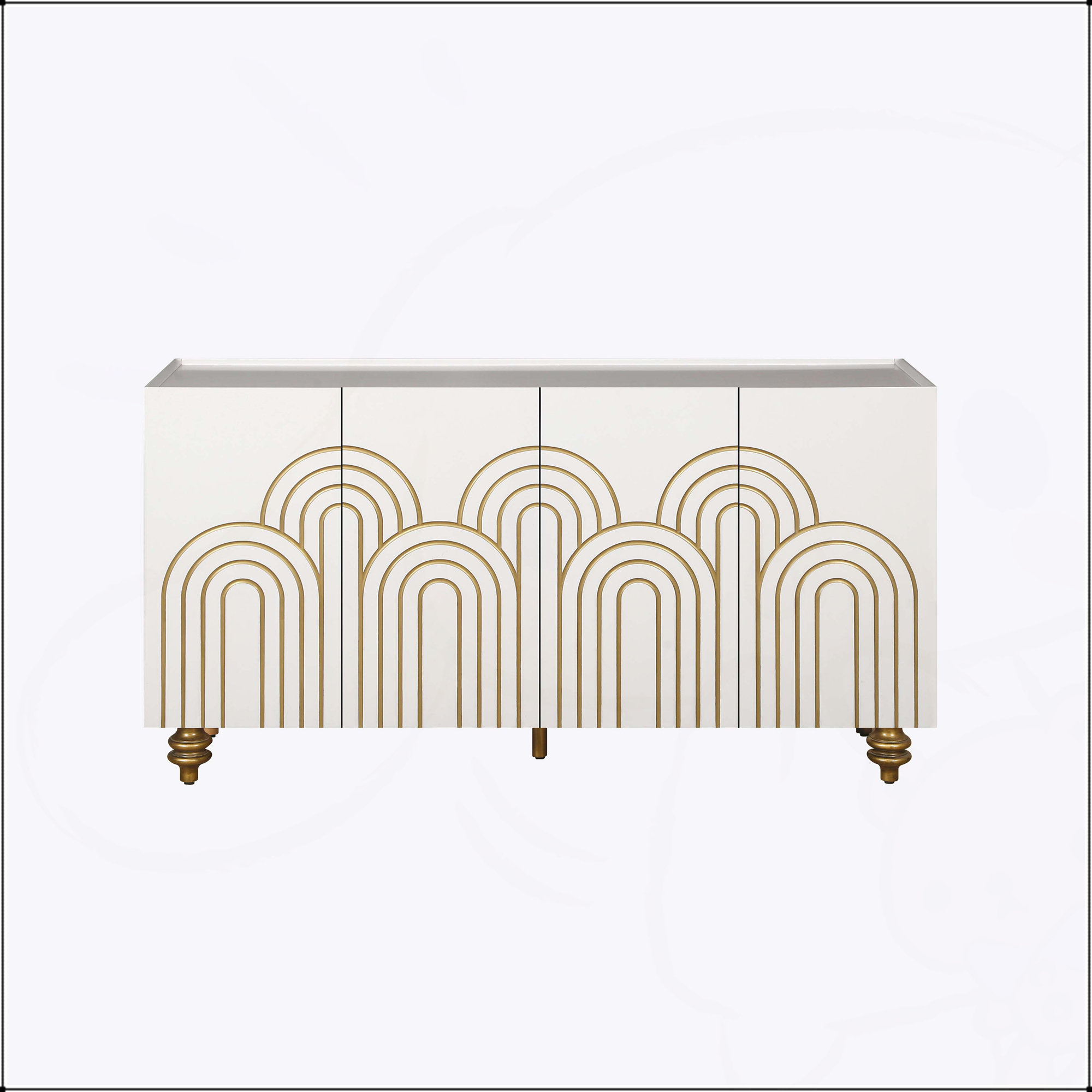 Gracie Oaks Modern Fluted Sideboard Buffet with Storage, Curved ...