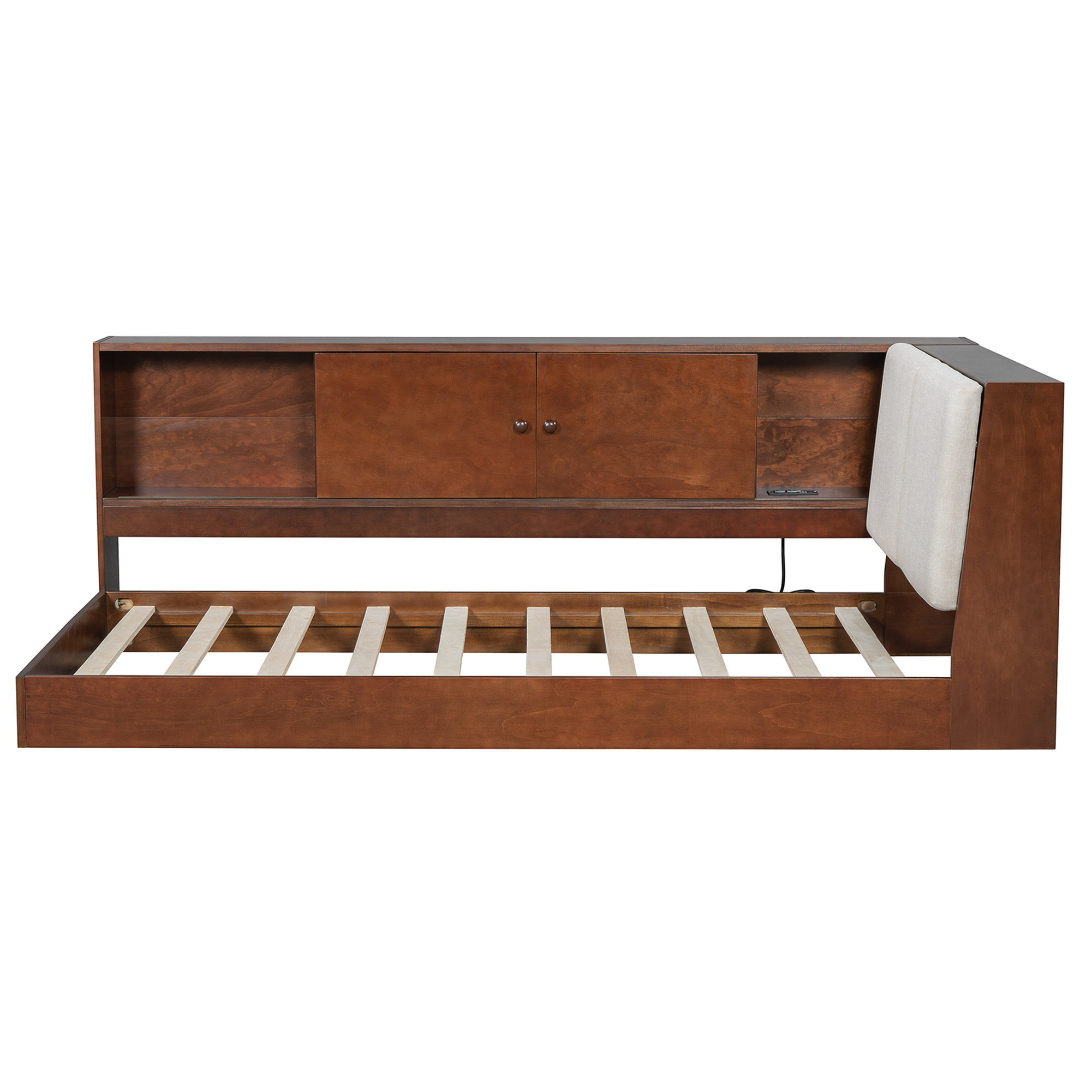 Latitude Run® Solid Wood L-Shaped Daybed With Storage Bookcase, Floor ...