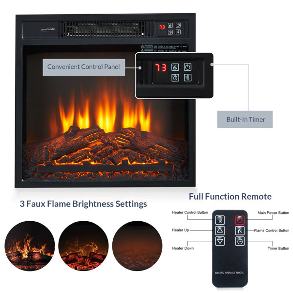 Gracie Oaks Xande 47"W Retro Fireplace Insert TV Stand, 1400W Electric ...