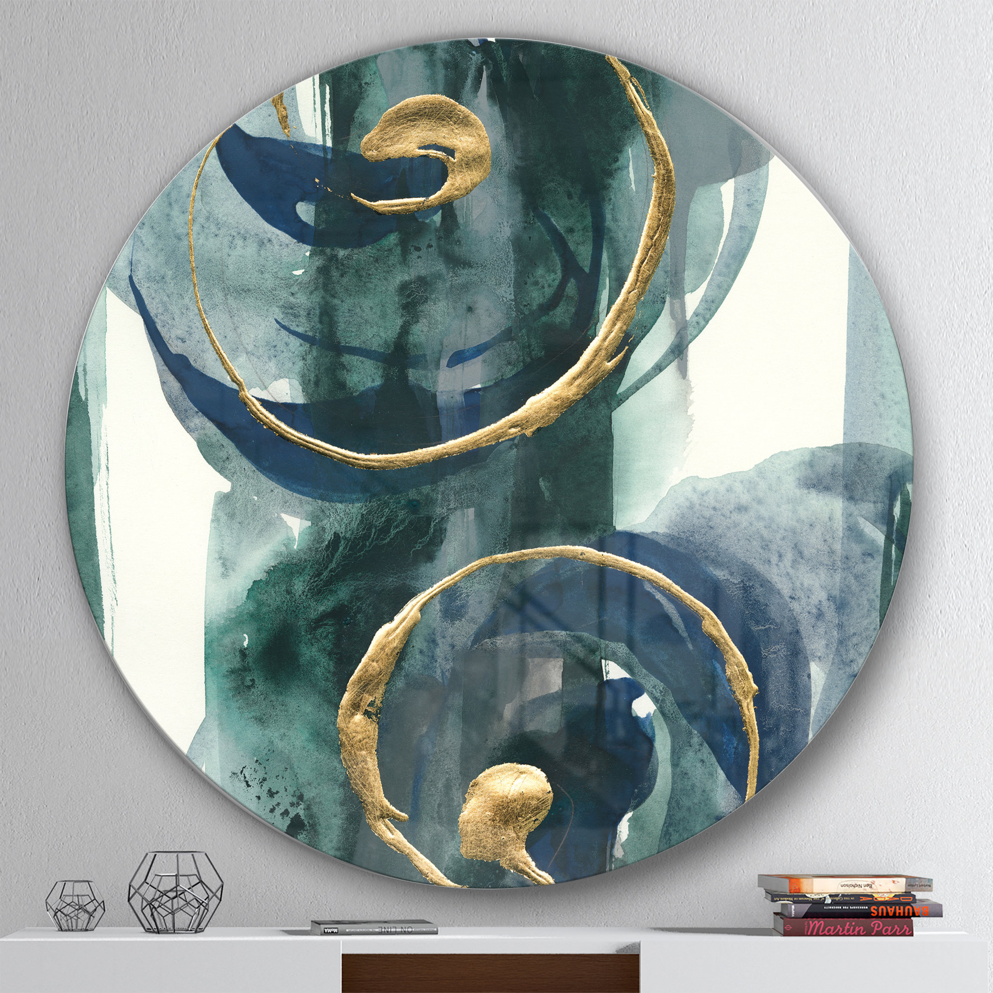 East Urban Home 'Metallic Indigo and Gold II' - Painting Print on Metal ...