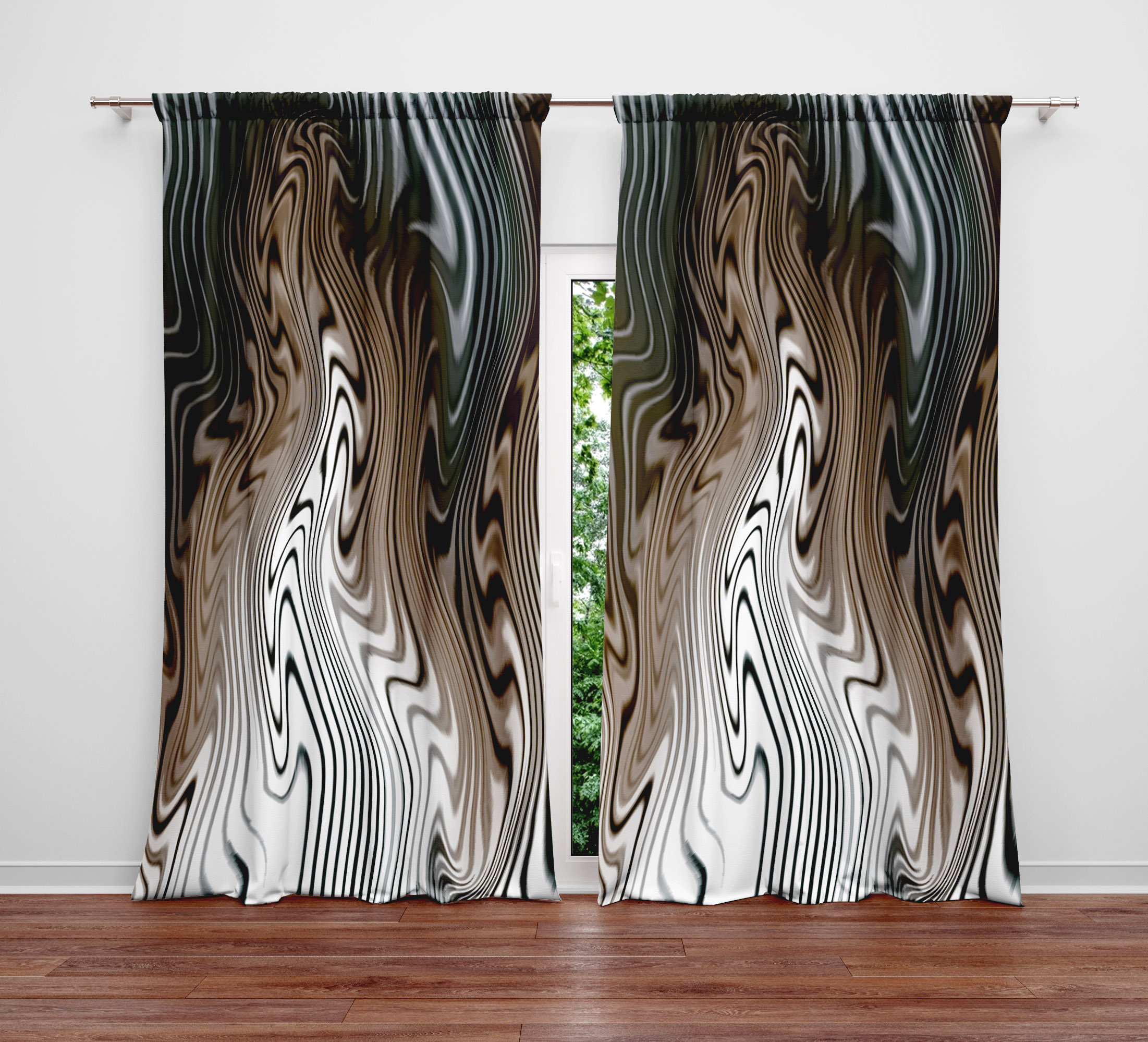 Everly Quinn Wavy Abstract Curtain Panels | Wayfair