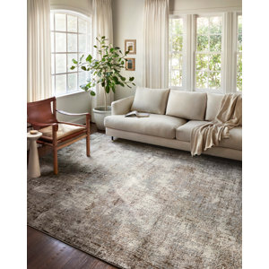 17 Stories Berngerus Machine Woven Natural/Mocha Rug & Reviews | Wayfair