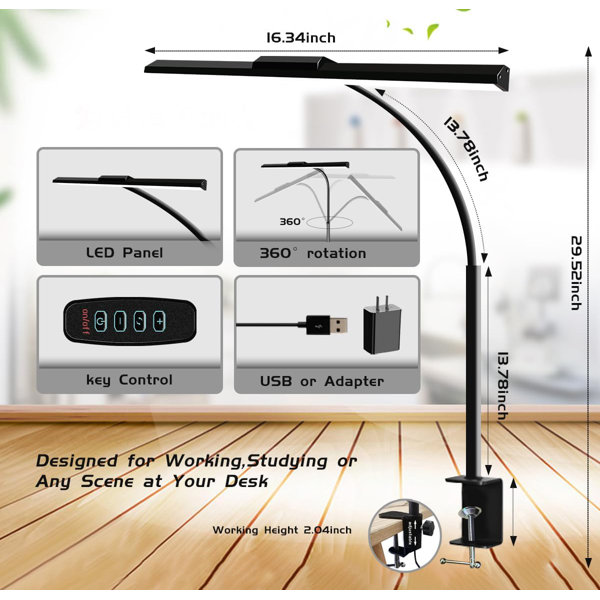 Wrought Studio™ LED Desk Lamps For Home Office Eye-Caring Architect ...