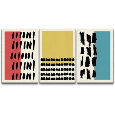 IDEA4WALL Abstract Vibrant Color Blocks Red, Yellow And Blue Multicolor ...