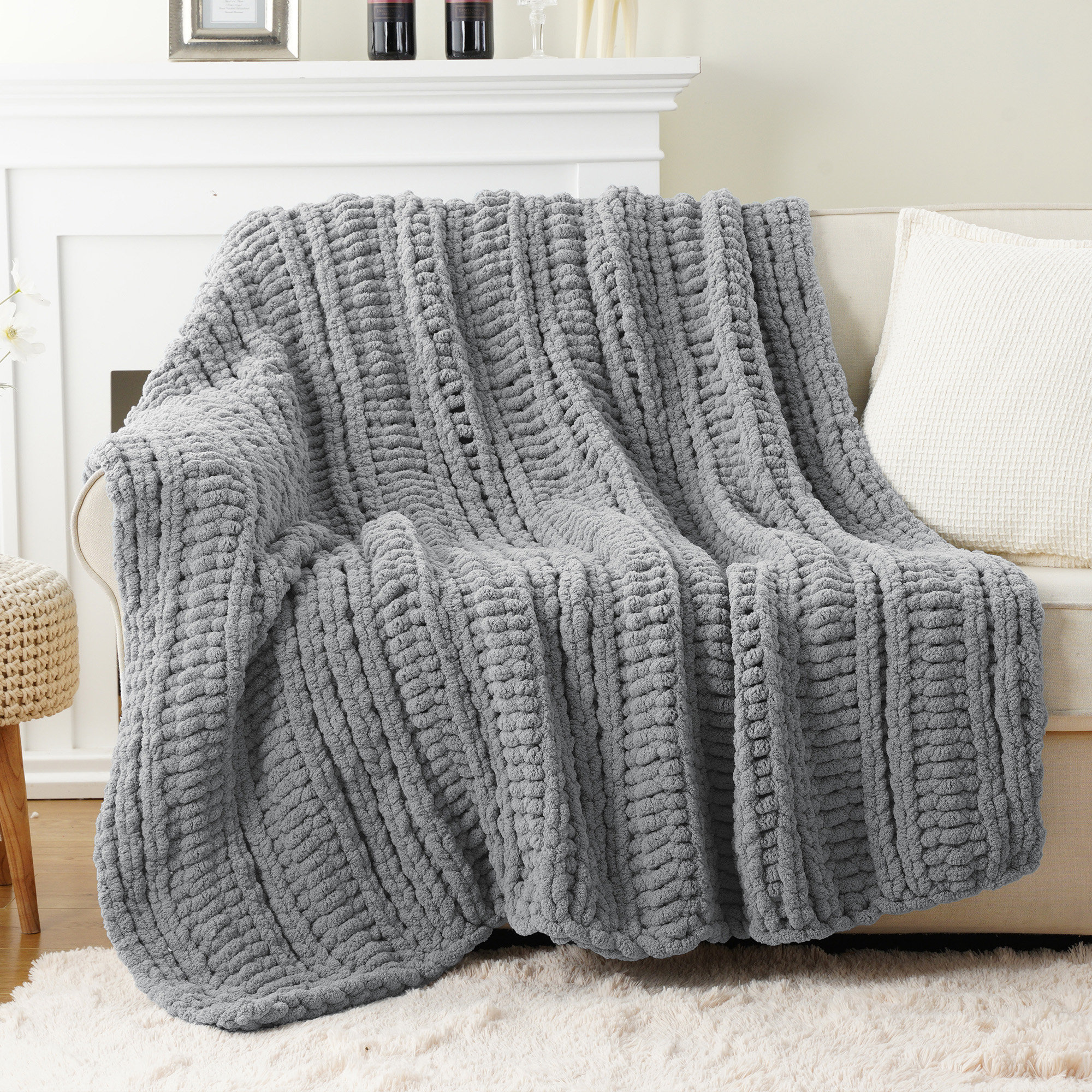 Battilo Home Large Rope Knot Throw Blanket,Soft And Thick Chenille ...